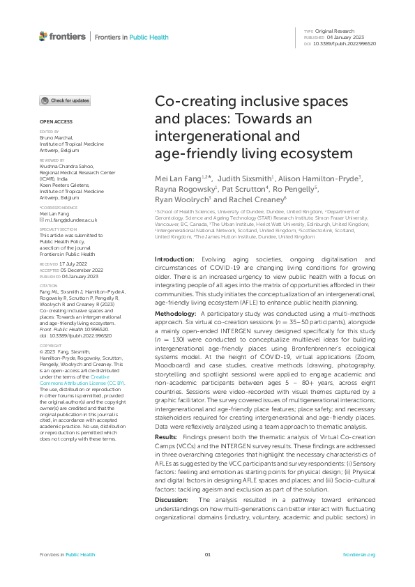 (PDF) Co-creating inclusive spaces and places: Towards an ...