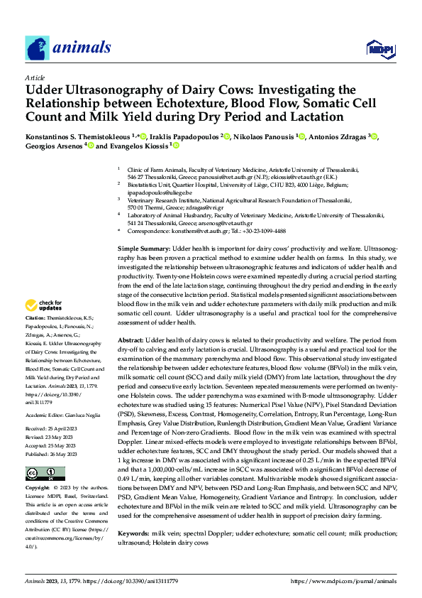 (PDF) Udder Ultrasonography of Dairy Cows: Investigating the ...