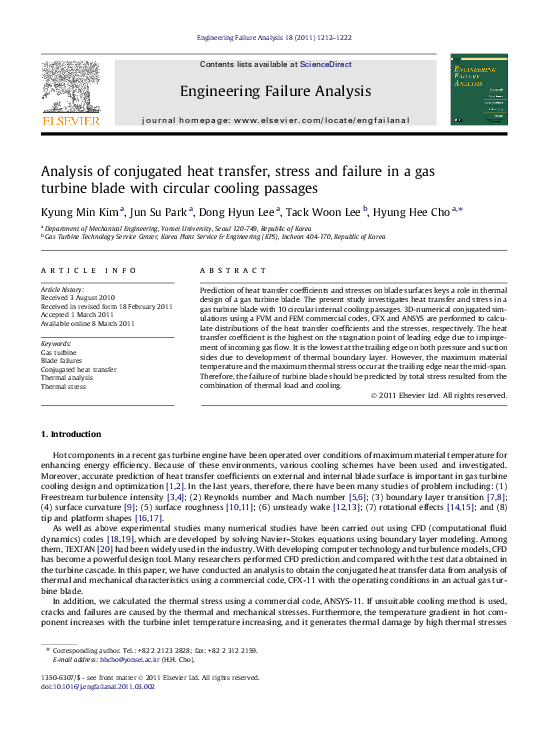 (PDF) Analysis of conjugated heat transfer, stress and failure in a gas ...