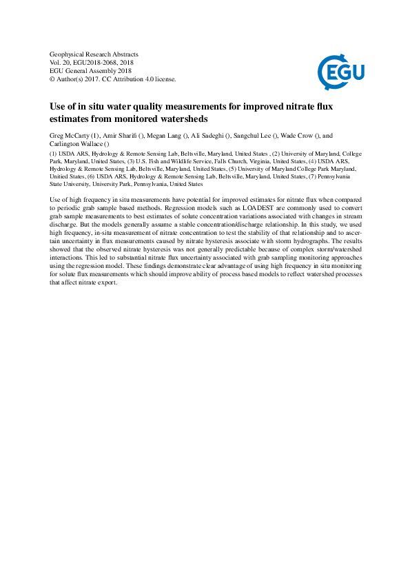 (PDF) Use of in situ water quality measurements for improved nitrate ...