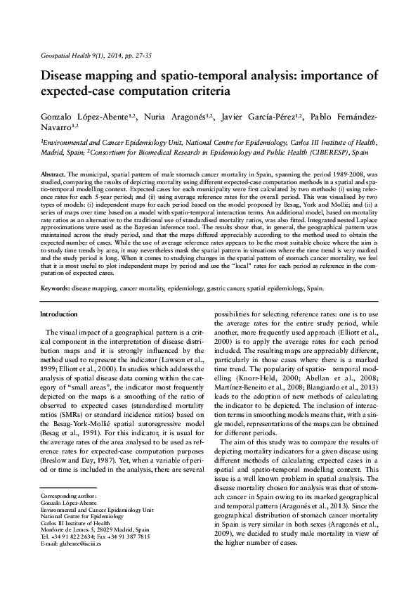 (PDF) Disease mapping and spatio-temporal analysis: importance of ...