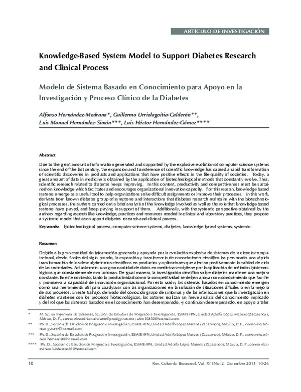 (PDF) Knowledge-Based System Model to Support Diabetes Research and ...