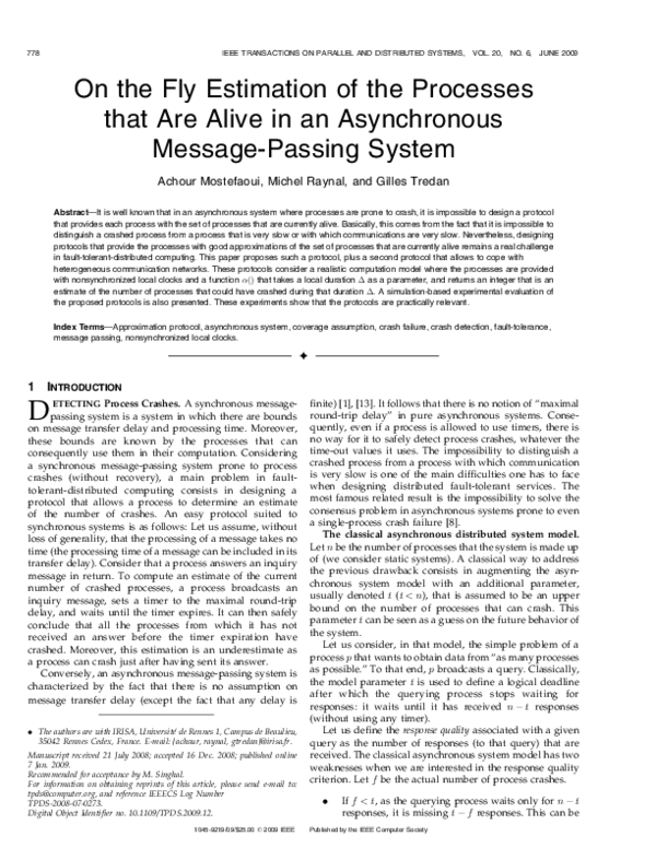 (PDF) On the Fly Estimation of the Processes that Are Alive in an Asynchronous Message-Passing ...