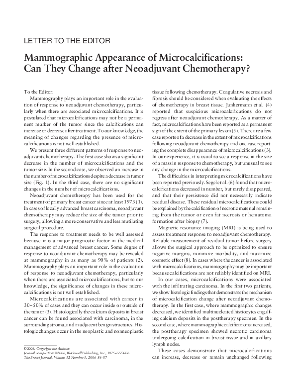 (PDF) Mammographic Appearance of Microcalcifications: Can They Change ...
