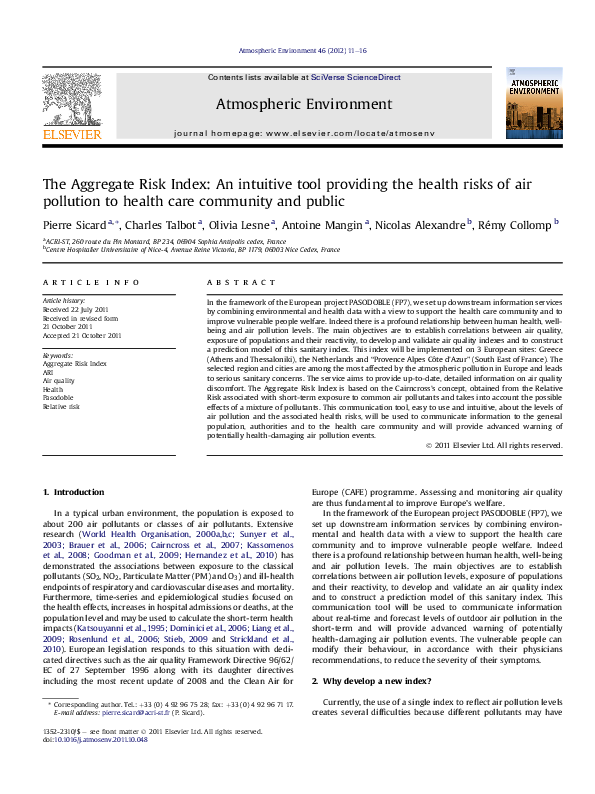 (PDF) The Aggregate Risk Index: An intuitive tool providing the health ...