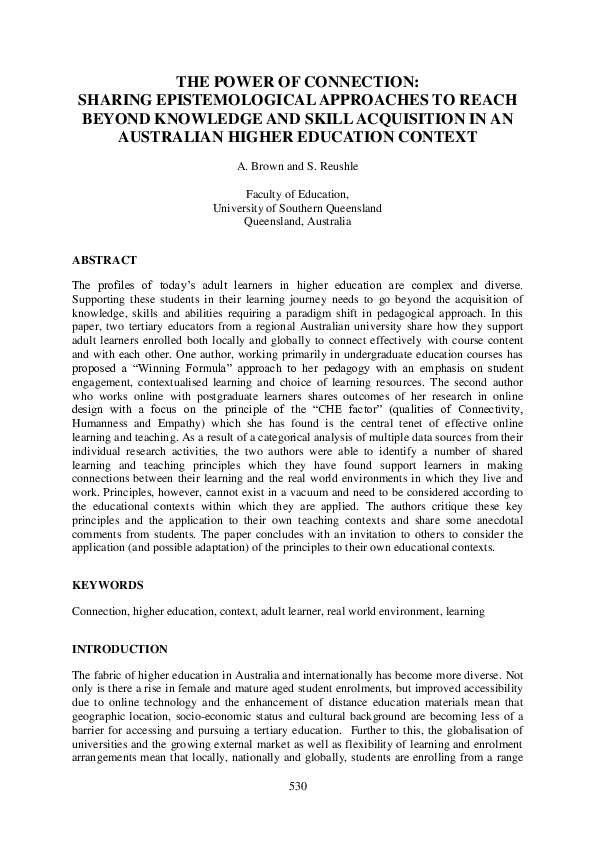 (PDF) The Power of Connection: Sharing Epistemological Approaches to ...