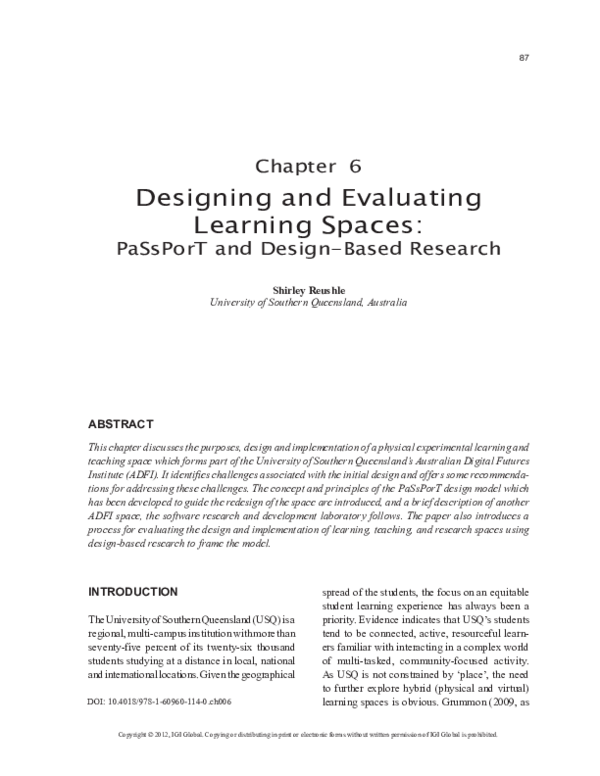 (PDF) Designing and Evaluating Learning Spaces