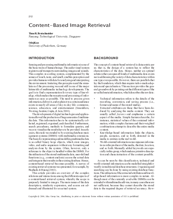 (PDF) Content-based Image Retrieval Content-based Image Retrieval