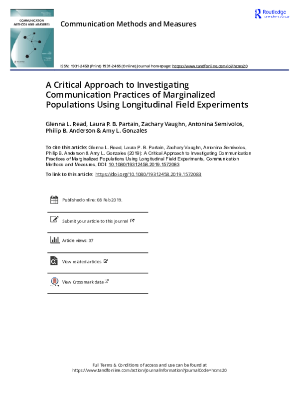(PDF) A Critical Approach to Investigating Communication Practices of Marginalized Populations ...