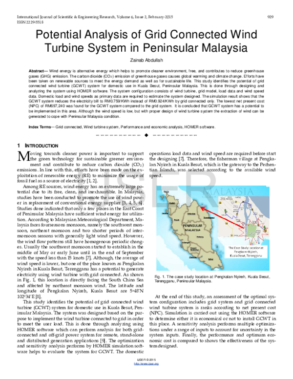 (PDF) Potential Analysis of Grid Connected Wind Turbine System in ...