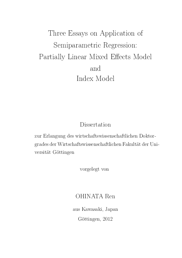 Pdf Three Essays On Application Of Semiparametric Regression Partially Linear Mixed Effects