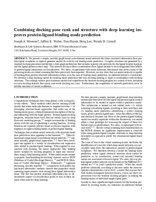 Pdf Combining Docking Pose Rank And Structure With Deep Learning