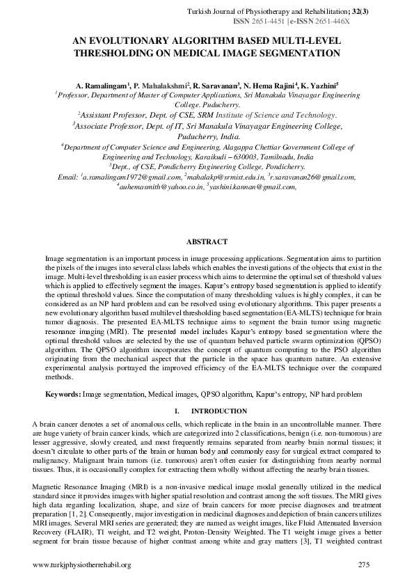(PDF) An Evolutionary Algorithm Based Multi-Level Thresholding on ...