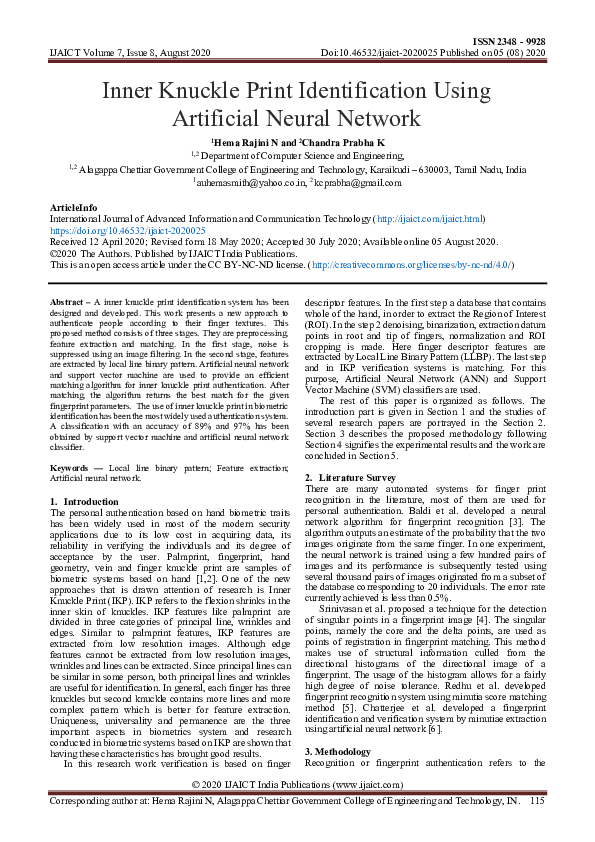 (PDF) Inner Knuckle Print Identification Using Artificial Neural Network