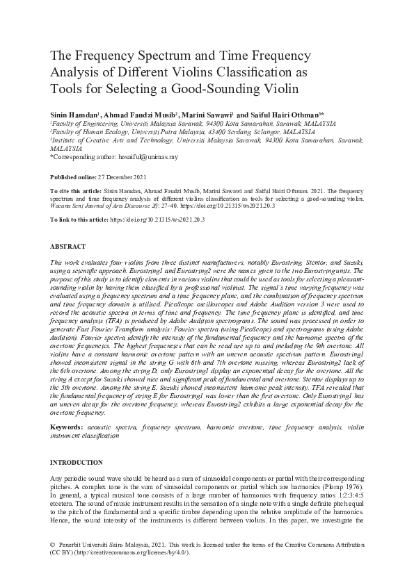 (PDF) The Frequency Spectrum and Time Frequency Analysis of Different ...