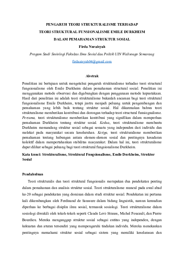 (DOC) PENGARUH TEORI STRUKTURALISME TERHADAP TEORI STRUKTURAL ...