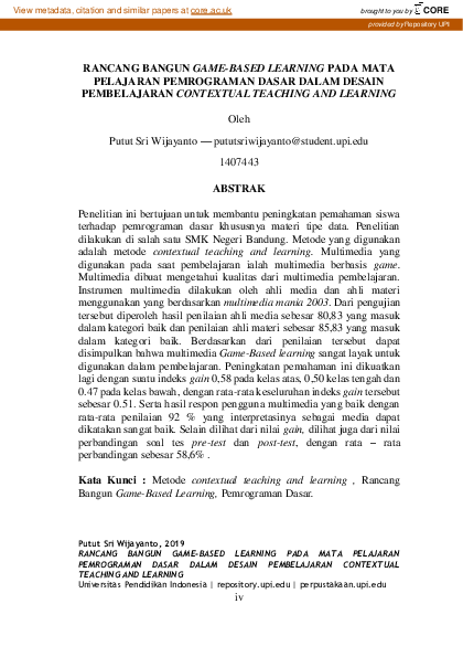 (PDF) Rancang Bangun Game-Based Learning Pada Mata Pelajaran ...