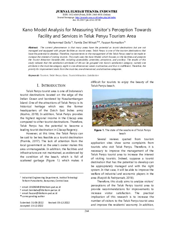 (PDF) Kano Model Analysis for Measuring Visitor's Perception Towards ...