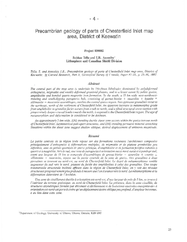 (PDF) Precambrian Geology of parts of Chesterfield Inlet map area ...