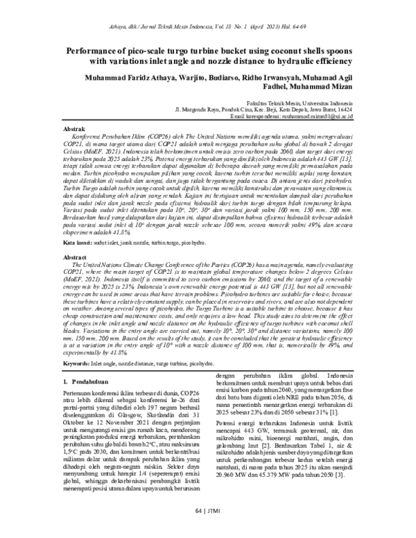 (PDF) Performance of pico-scale turgo turbine bucket using coconut ...