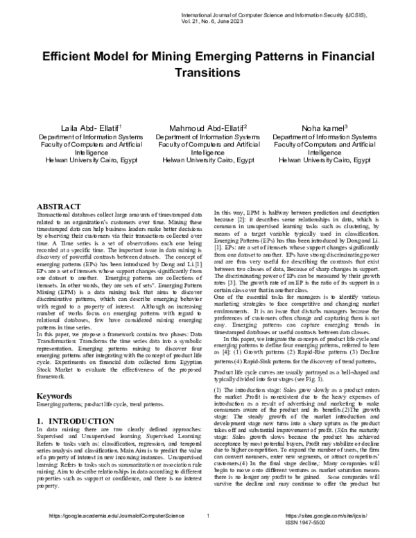 (PDF) Efficient Model for Mining Emerging Patterns in Financial Transitions