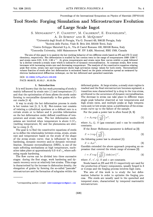 (PDF) Tool Steels: Forging Simulation and Microstructure Evolution of Large Scale Ingot