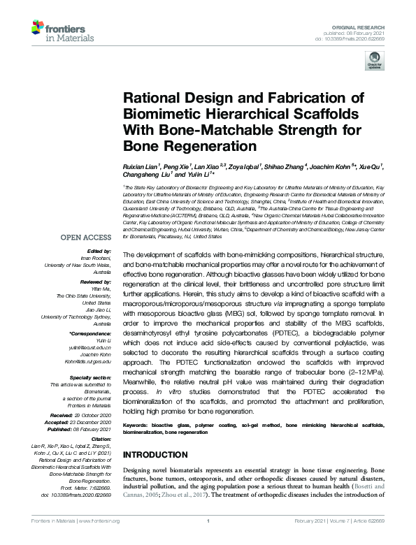 (PDF) Rational Design and Fabrication of Biomimetic Hierarchical Scaffolds With Bone-Matchable ...
