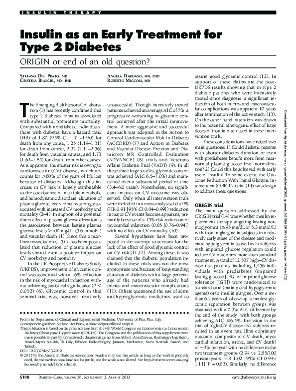 (PDF) Insulin as an Early Treatment for Type 2 Diabetes