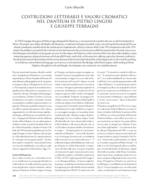 (PDF) Costruzioni letterarie e valori cromatici nel Danteum di Pietro ...