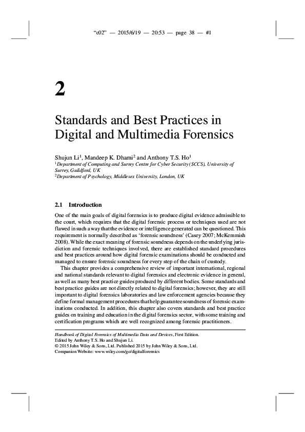 (PDF) Standards and Best Practices in Digital and Multimedia Forensics