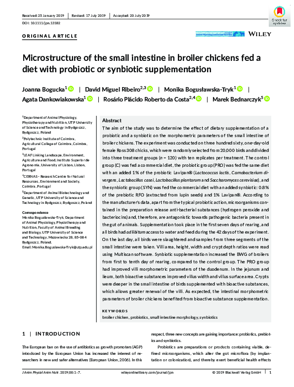 (PDF) Microstructure of the small intestine in broiler chickens fed a ...