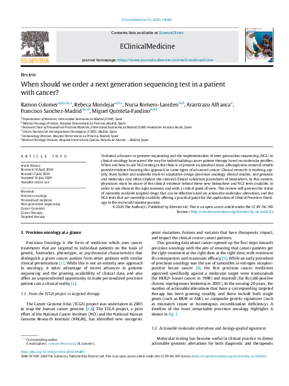 Pdf When Should We Order A Next Generation Sequencing Test In A