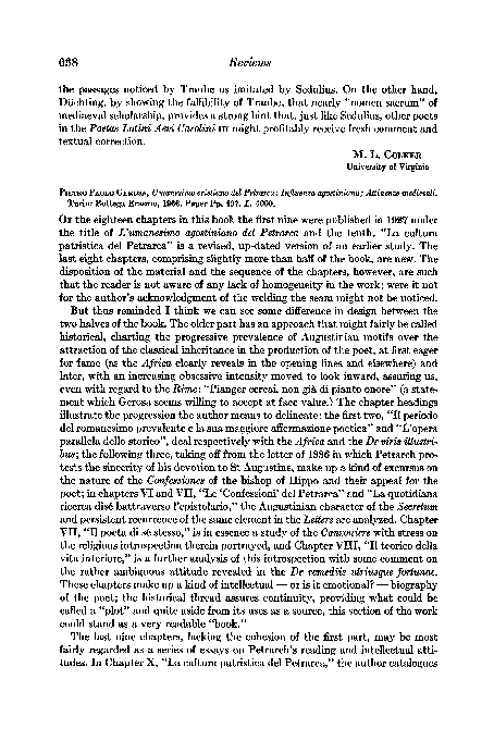 (PDF) Umanesimo cristiano del Petrarca: Influenza agostiniana ...