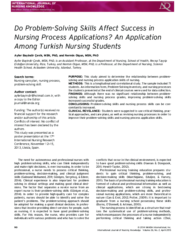 (PDF) Do Problem-Solving Skills Affect Success in Nursing Process ...