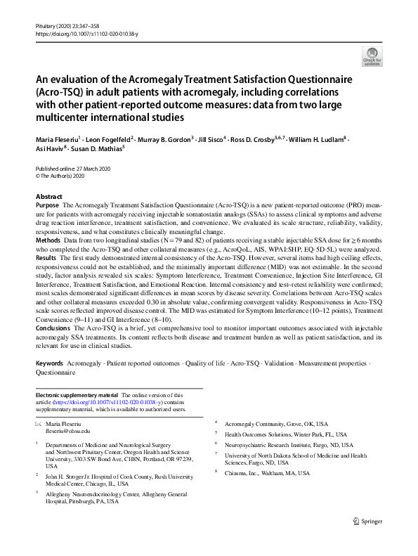 (PDF) An evaluation of the Acromegaly Treatment Satisfaction ...