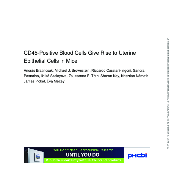 (PDF) CD45-Positive Blood Cells Give Rise to Uterine Epithelial Cells ...