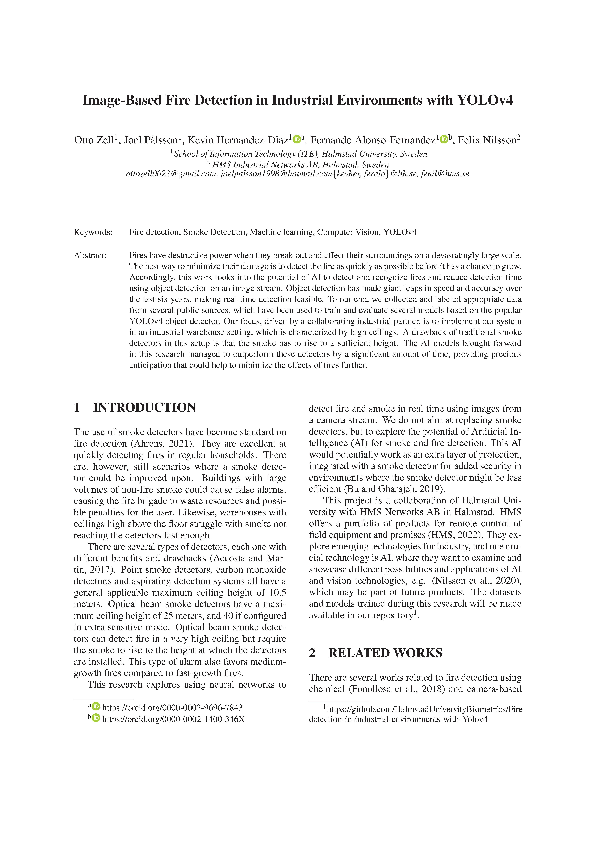(PDF) Image-Based Fire Detection in Industrial Environments with YOLOv4