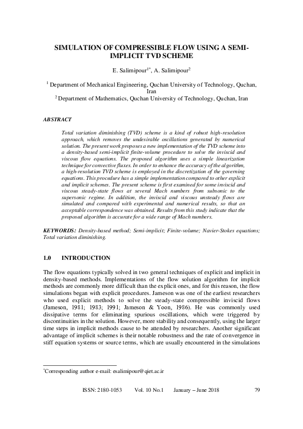 (PDF) Simulation of compressible flow using a semi-implicit TVD scheme