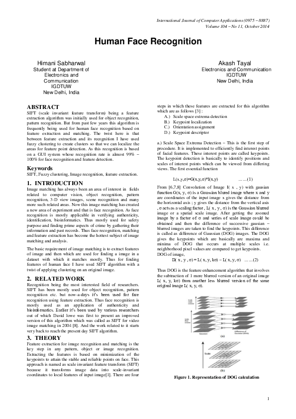 (PDF) Human Face Recognition