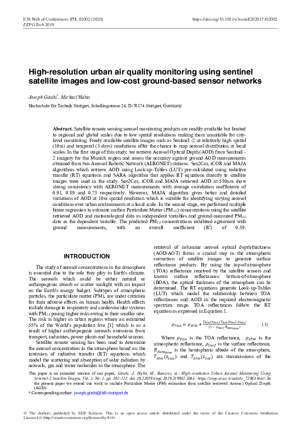 (PDF) High-resolution urban air quality monitoring using sentinel ...
