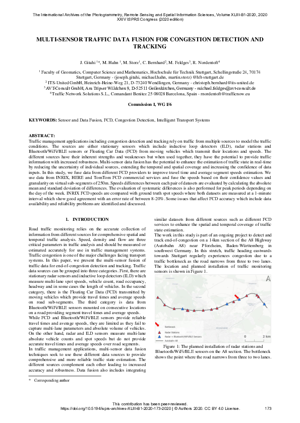 (PDF) Multi-Sensor Traffic Data Fusion for Congestion Detection and Tracking