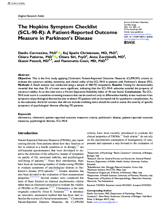 (PDF) The Hopkins Symptom Checklist (SCL-90-R): A Patient-Reported ...