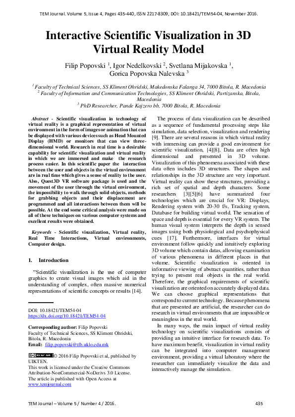(PDF) Interactive Scientific Visualization in 3D Virtual Reality Model