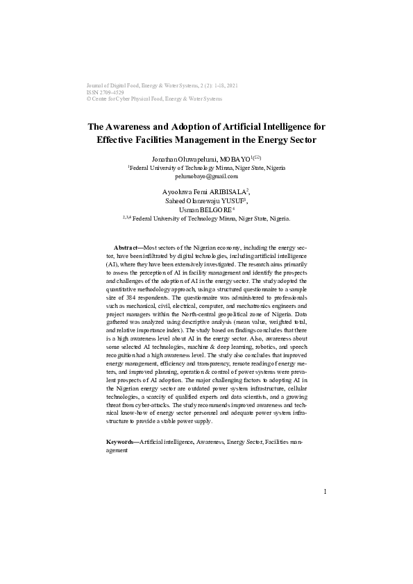 (PDF) The Awareness and Adoption of Artificial Intelligence for ...
