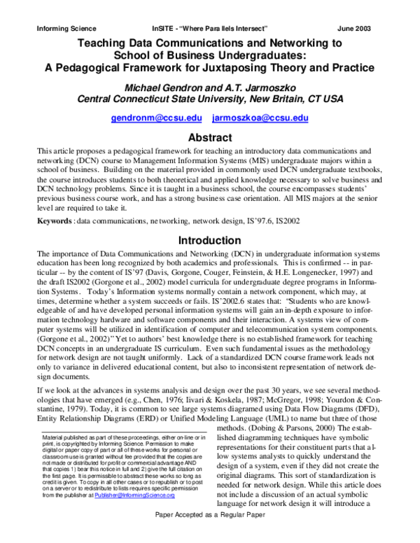 (PDF) Teaching Data Communications and Networking to School of Business ...