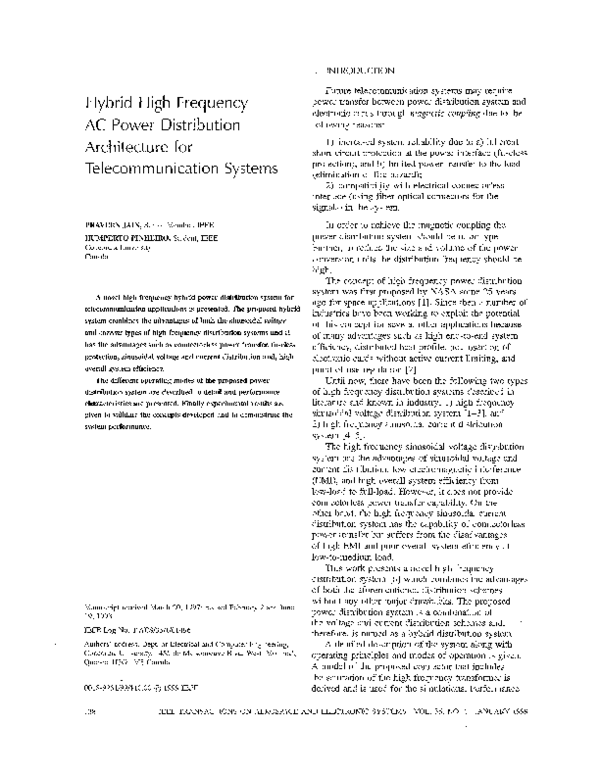(PDF) Hybrid high frequency AC power distribution architecture for ...