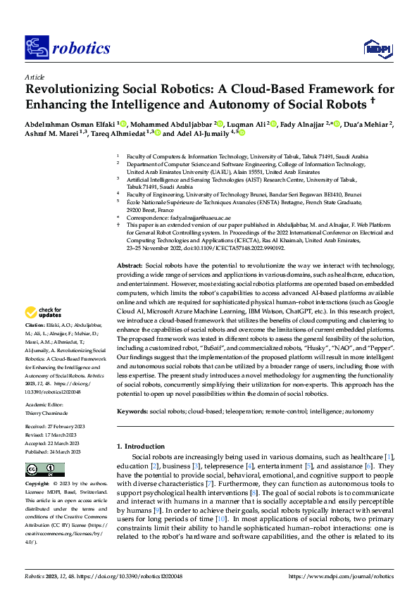(PDF) Revolutionizing Social Robotics: A Cloud-Based Framework for Enhancing the Intelligence ...