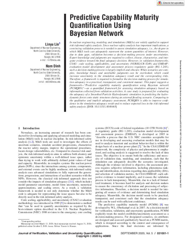 (PDF) Predictive Capability Maturity Quantification Using Bayesian Network