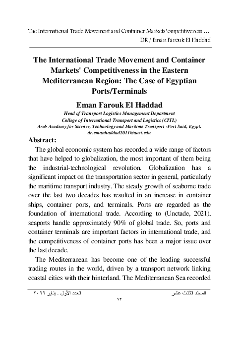 (PDF) The International Trade Movement and Container Markets ...