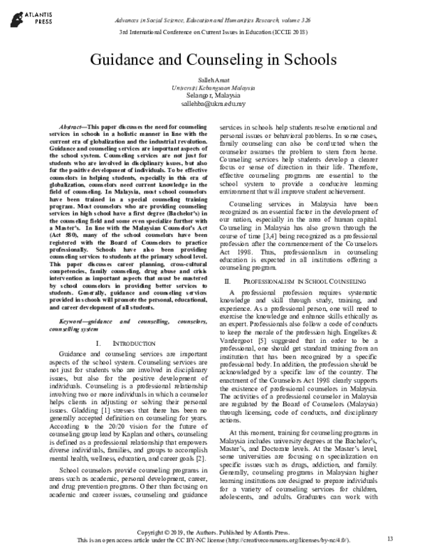 (PDF) Guidance and Counseling in Schools